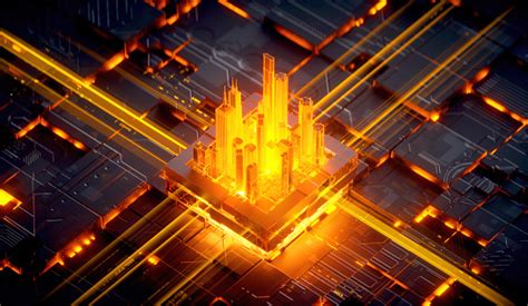 การแสดงผล 3 มิติของ Ai ไซเบอร์พังก์ แผงวงจร พื้นหลังของเทคโนโลยี แนวคิด Cpu และ Gpu ของตัว