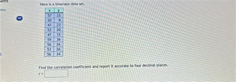 Solved Here is a bivariate data set. Find the correlation | Chegg.com