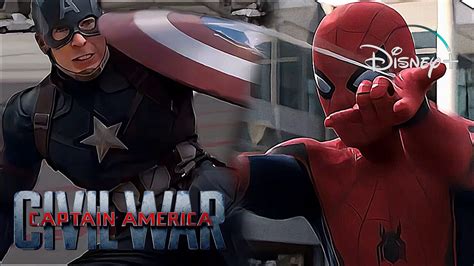 Captain America Civil War Spider Man Vs Captain America Fight Scene Disney 2016 Youtube