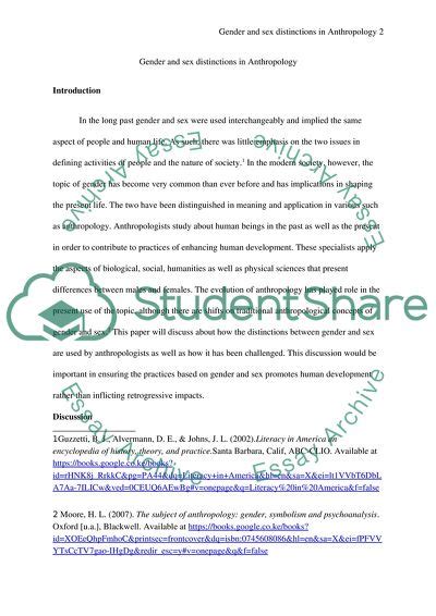 Gender And Sex Distinctions In Anthropology Essay Example Topics And