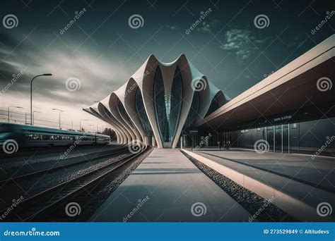 Modern Railway Station With Sleek Lines And Minimalist Design Elements