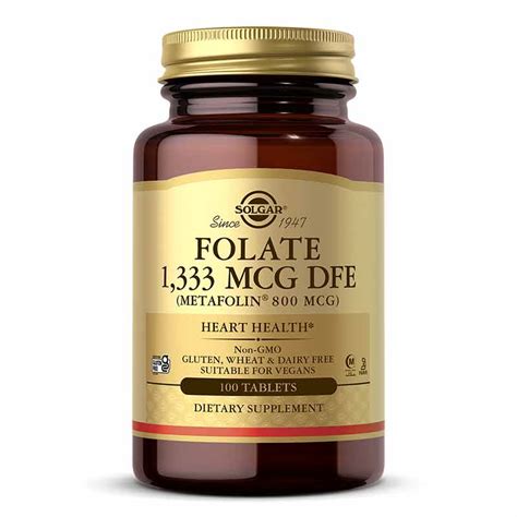 Folate 1333 Mcg Dfe Metafolin 800 Mcg Solgar Professional