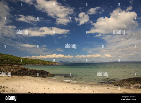 Looking Out To The Isle Of Jura From The Isle Of Gigha Scotland Stock