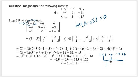Diagonalizing A 3x3 Matrix Using Eigenvectors Youtube