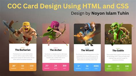 Coc Card Design Using Html And Css Learning It Bd Noyon Islam Tuhin Youtube