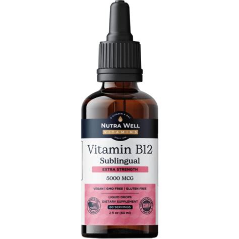 Snagshout Nutra Well Vitamin B12 Liquid Extra Powerful Sublingual B12 Vitamins 5000 Mcg 60
