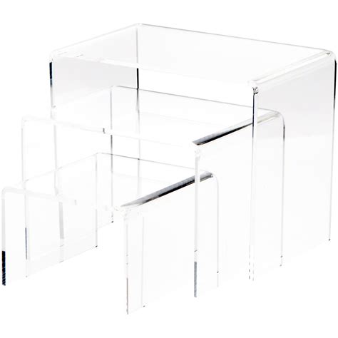 Plymor Clear Acrylic Rectangular Display Risers 6 Deep Assortment