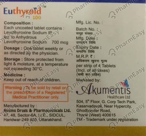 Euthyroid 700 Mcg Tablet 4 Uses Side Effects Price And Dosage