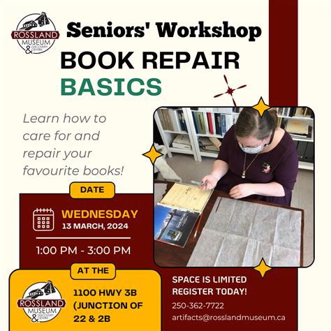 Seniors Workshop Series At The Rossland Museum Book Repair Basics