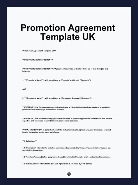 Promotion Agreement Template Uk