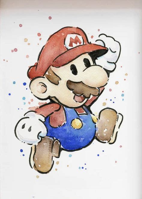Mario Drawing Cute Drawings Of Mario Mario Watercolor Mario Art
