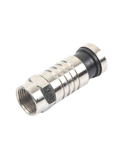 Conector F Macho De Compresión Para Cable Rg 6 Cuerpo De Bronce Niquelado