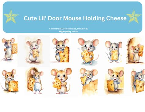 12 Cute Happy Door Mice High Quality S Digital Download Etsy