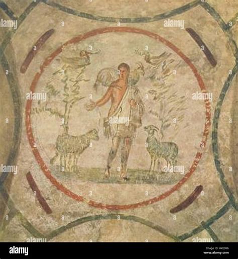 The Good Shepherd Fresco From The Catacomb Of Priscilla In Rome Is