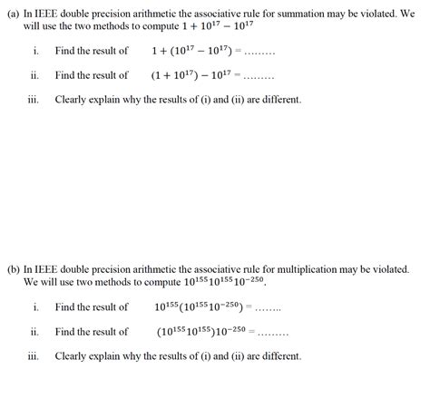 A In Ieee Double Precision Arithmetic The