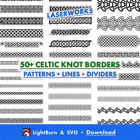 50 Celtic Knot Border Designs Outline Silhouette Lightburn Art