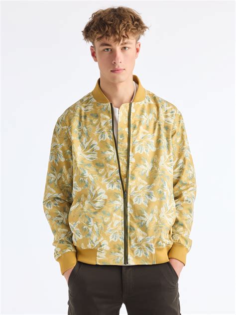 Buy Yellow Digital Printed Bomber Jacket For Men Online