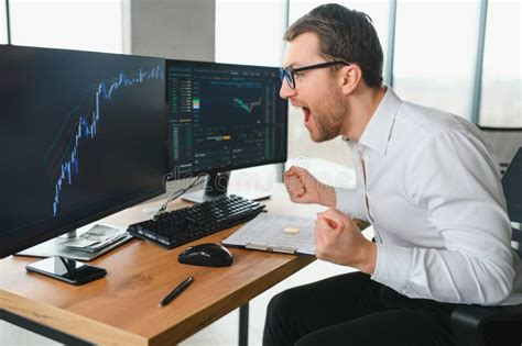 stressed business man crypto trader broker investor analyzing stock