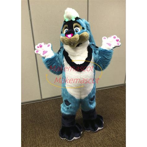 Cute Blue Bunny Mascot Costume