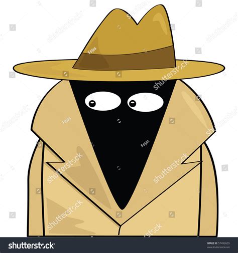 Jpeg Cartoon Illustration Of A Spy Wearing A Hat And Trenchcoat 57492655 Shutterstock