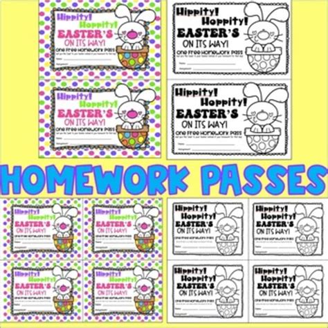 Homework Passes Easter By Fambam Creations Tpt
