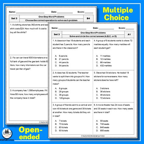 One Step Word Problem All Operations Worksheets Set 3 Expertuition