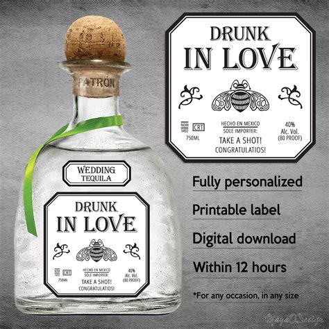 Patrón Tequila Label Custom Tequila Label Personalized And Printable