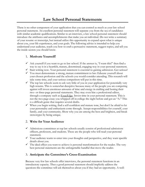 Law School Personal Statement Samples Pdf Template