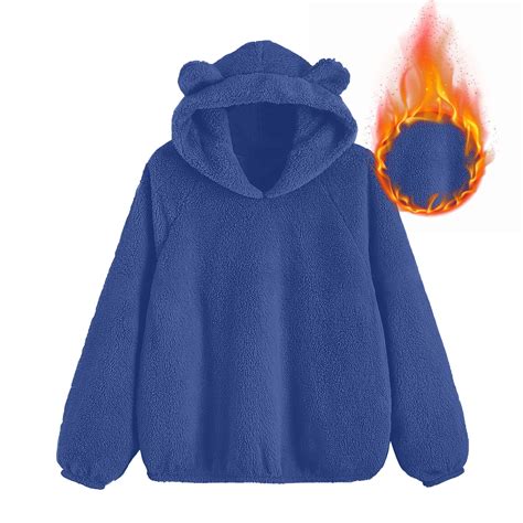 Cocolona Womens Fuzzy Hoodies Fall Winter Long Sleeve Cute Sweatshirts Fleece Warm Sweaters