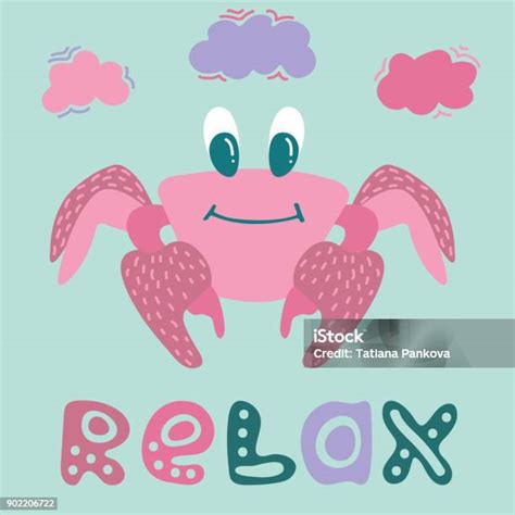 행복 한 게의 사랑 스러운 그림입니다 카드 달력 옷과 노트북에 인쇄에 대 한 것입니다 갑각류에 대한 스톡 벡터 아트 및 기타 이미지 Istock