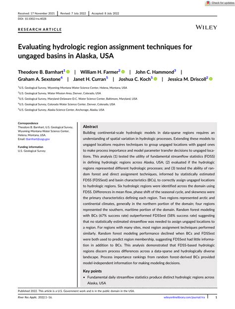 Pdf Evaluating Hydrologic Region Assignment Techniques For Ungaged Basins In Alaska Usa