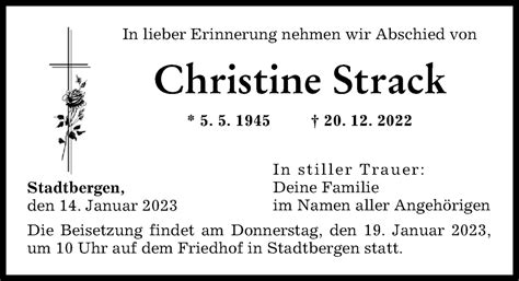 Traueranzeigen Von Christine Strack Augsburger Allgemeine Zeitung