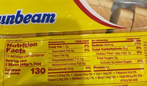 Sunbeam Bread Nutrition Label You Wont Believe Whats In