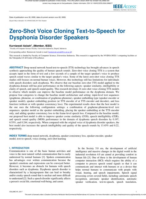 Pdf Zero Shot Voice Cloning Text To Speech For Dysphonia Disorder