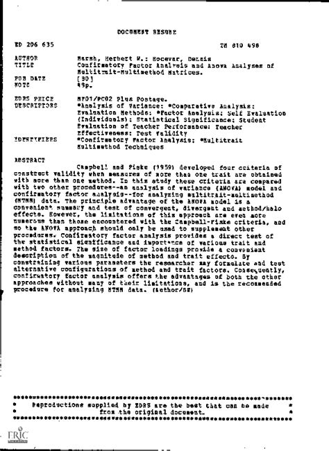 Pdf Confirmatory Factor Analysis And Anova Analyses Of Multitrait
