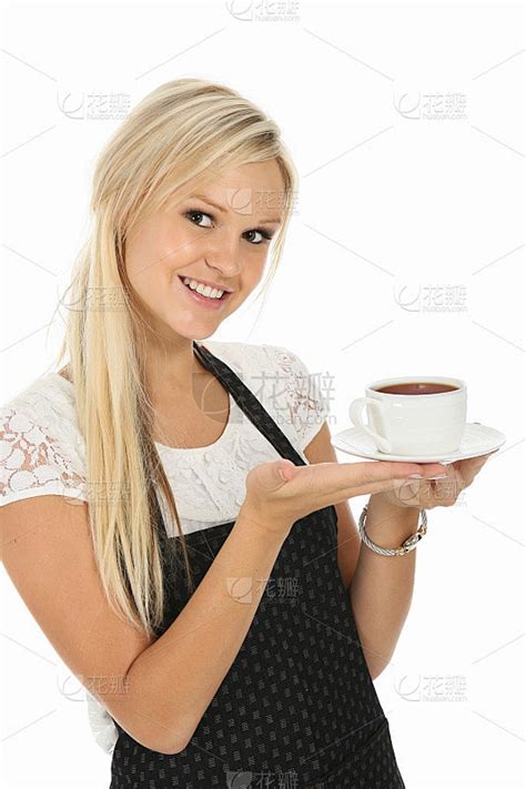 美丽的金发碧眼的女服务员