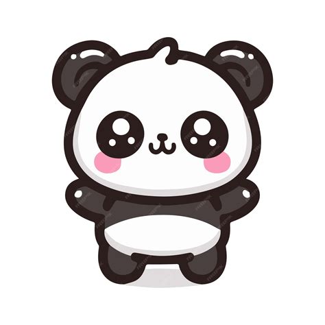 Premium Vector Cute Kawaii Panda Bear Mascot Cartoon Funny Smiling
