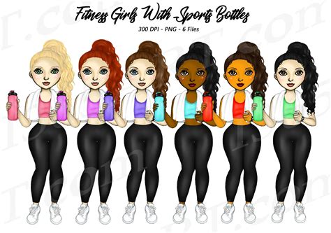 Chibi Gym Girl Clipart Workout Girl Clipart Hydrate Clipart Fitness Girl Clipart African