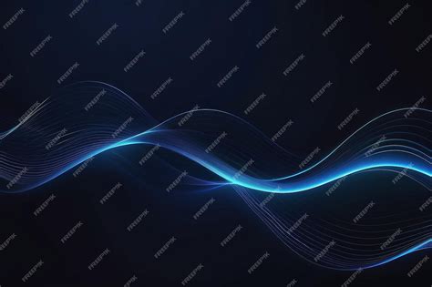 Abstract Glowing Wave Lines On Dark Blue Background Dynamic Wave Pattern Modern Flowing