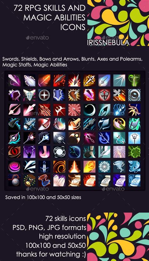 RPG Skills And Magic Abilities Icons Rpg Icon Skills