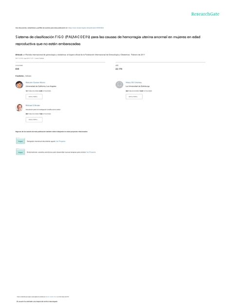 Figo Classification System Palm Coein For Causes Oen Es Pdf