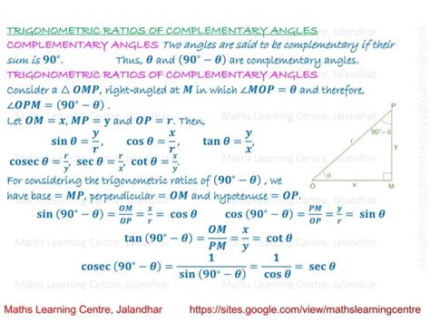 Class 10 Chapter 8 Introduction To Trigonometry Particular Angles Complementary Angles Lecture