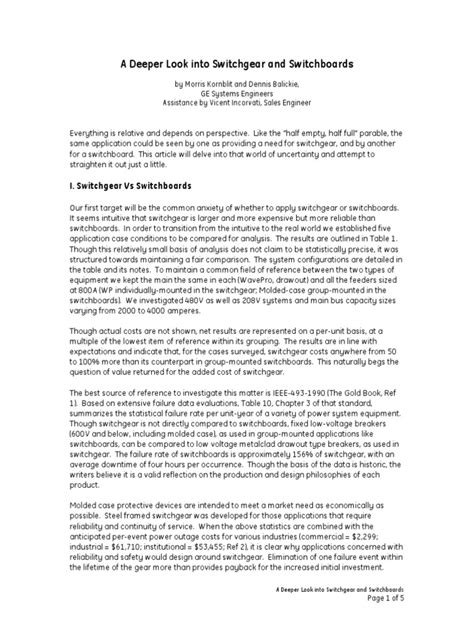 Swgr Vs Swbd Pdf Fuse Electrical Electrical Substation