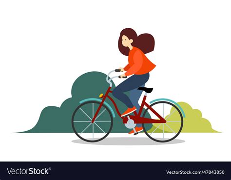 Faceless Beautiful Woman Riding Bike In Park Vector Image