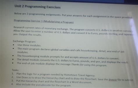 Solved Unit 2 Programming Exercises Below Are 2 Programming