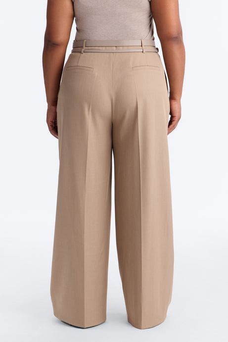 Geraldine Belted Wide Leg Trousers 33″ Camel Fashion Nova