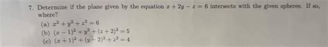 Solved Determine If The Plane Given By The Equation X Chegg Com