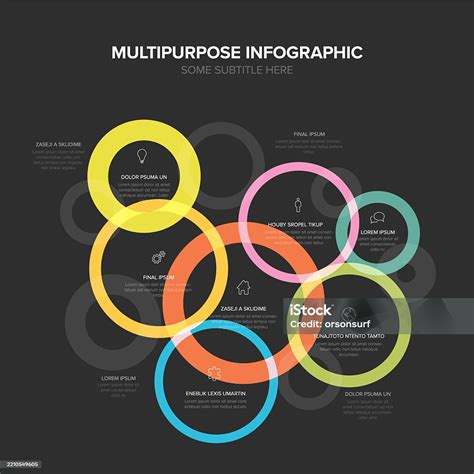 Colorful Dark Multipurpose Infographic With Overlapping Circles As