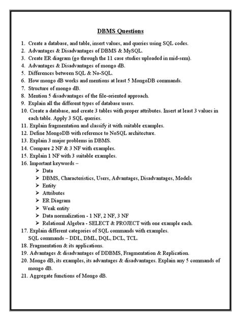 Dbms End Sem Questions Pdf