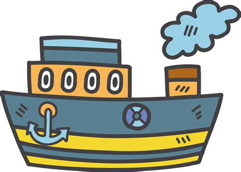 Barco De Juguete Dibujado A Mano Para Niños Ilustración 12665245 Png